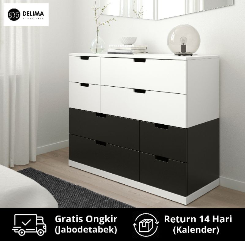 Jual Chest of 8 Drawers Lemari Laci Modular, Putih Antrasit | Shopee ...