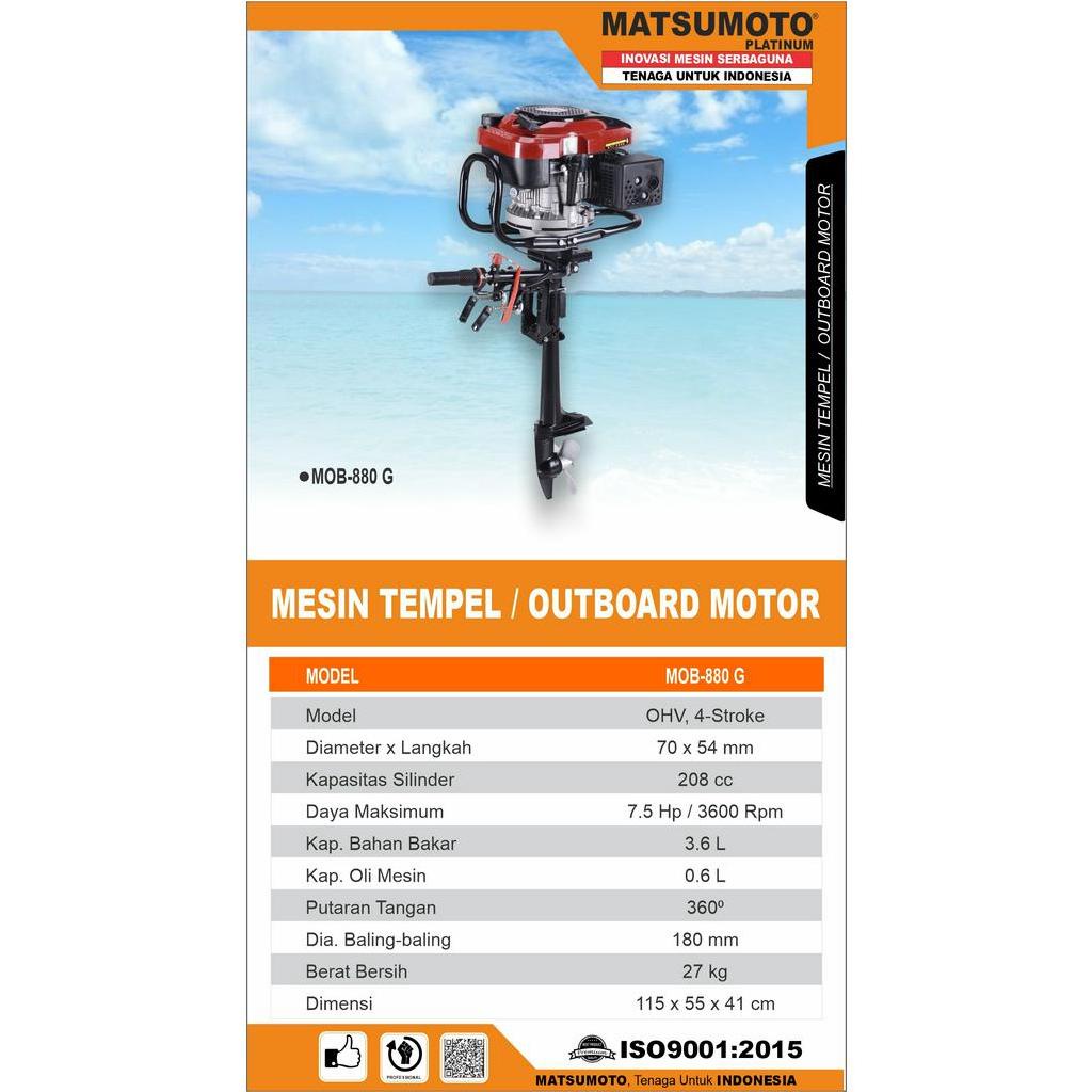 Jual Mesin Tempel Outboard Motor Matsumoto MOB880 G - 7.5HP | Shopee Indonesia