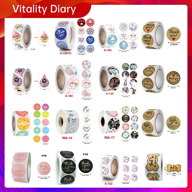 Jual 500pcs/roll stiker thank you printing self adhesive seal sticker ...