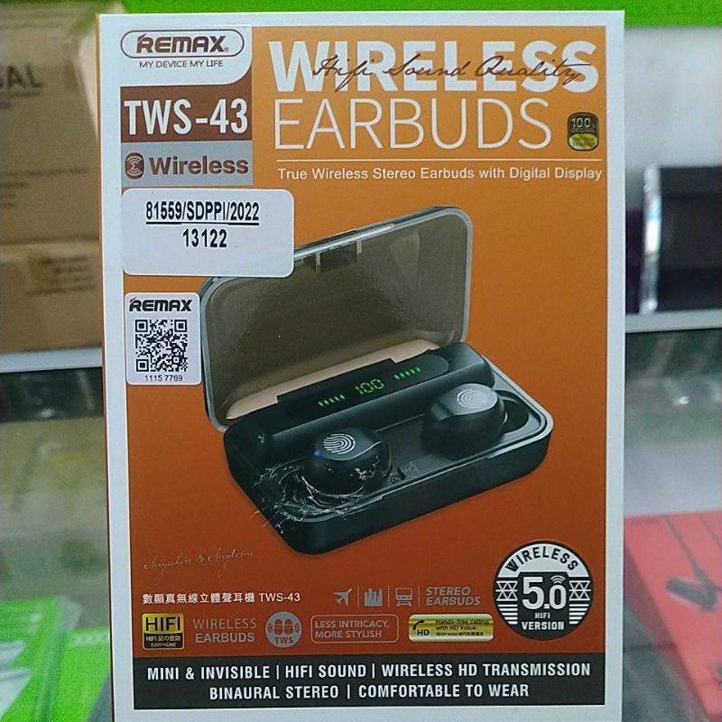 Jual REMAX WIRELESS EARBUDS TWS-43 (DIGITAL DISPLAY) | Shopee Indonesia