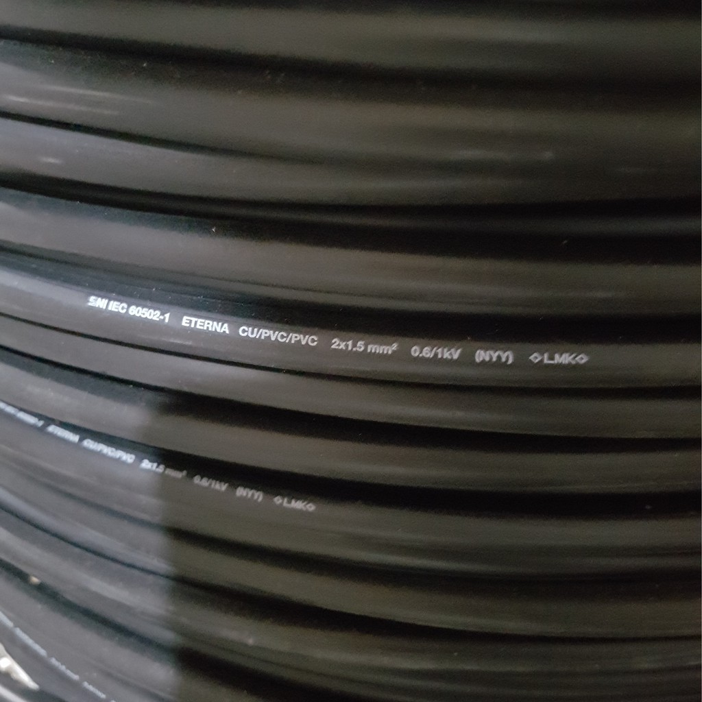 Jual ETERNA NYY 2X1.5 METERAN / KABEL LISTRIK HITAM KAWAT TEMBAGA 2 X 1.5 MM / 2X1,5 / 2 X 1,5 ...