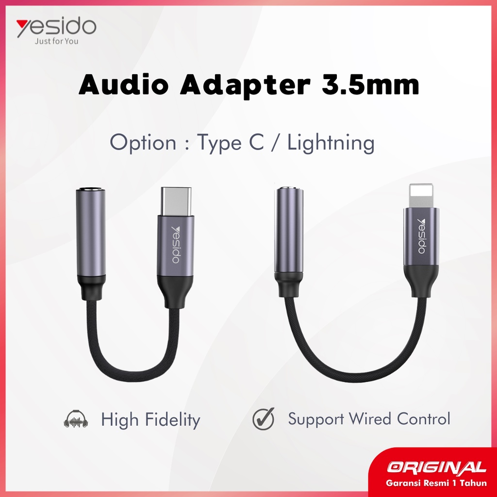 Jual YESIDO Audio Adapter Converter Splitter Type C Lightning 3.5mm ...