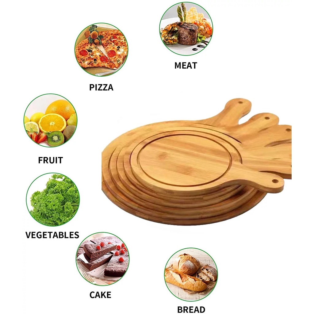 Jual Wood Plate Pizza Server Piring Saji Pizza Buah Sushi Piring Bulat ...