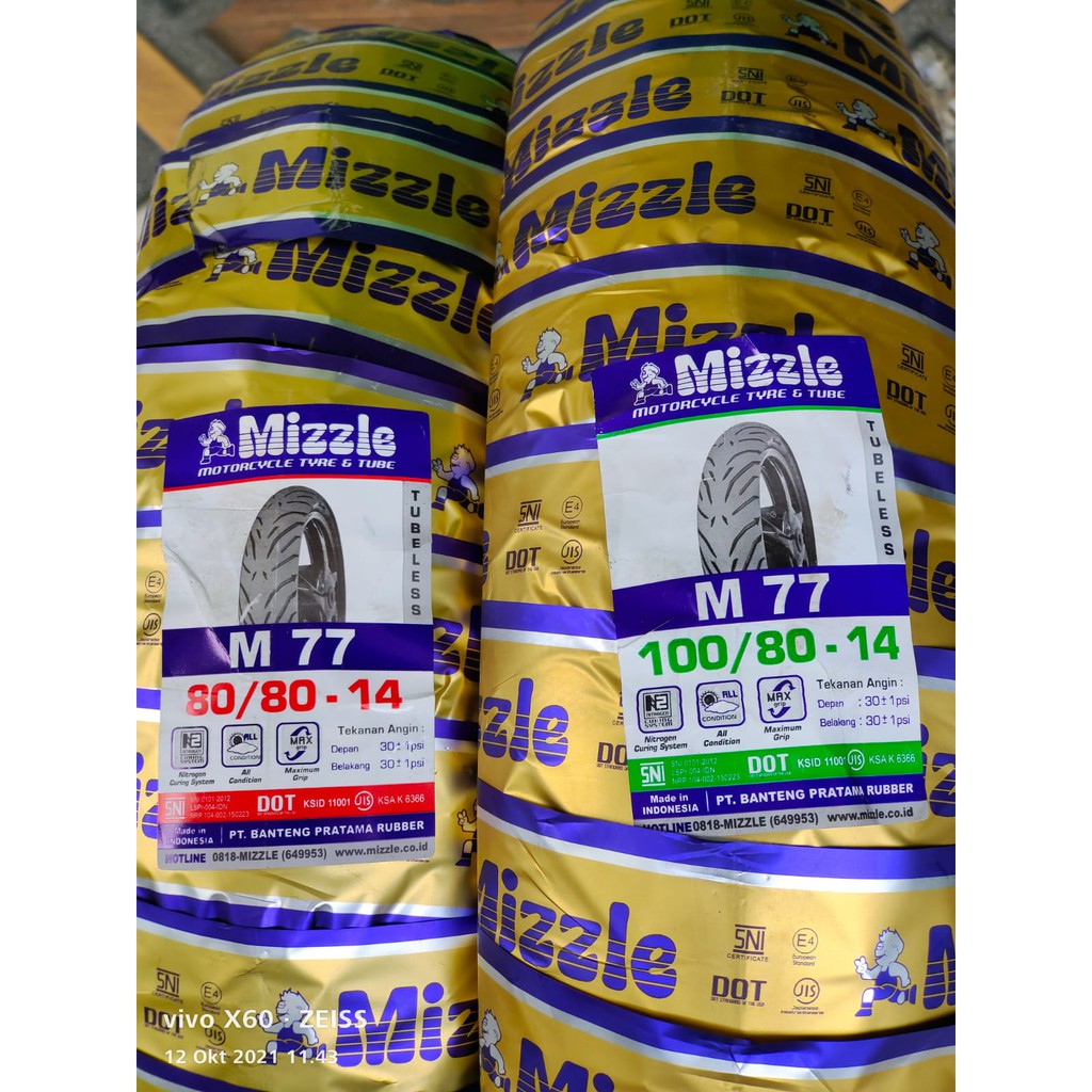 Jual Paket Ban Matic Tubeless Honda Vario 125 150 etc, Mizzle M77 80/80 ...