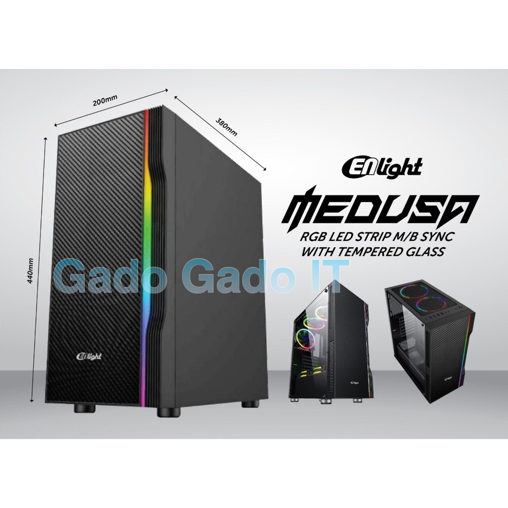 Jual Casing Gaming Komputer PC CPU Case ENLIGHT MEDUSA RGB LED Strip ...