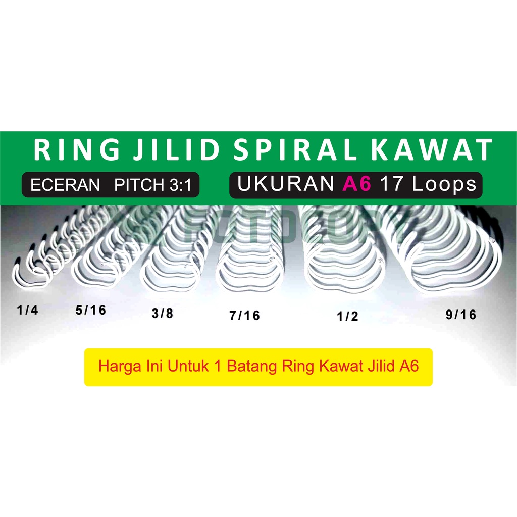 Jual Spiral Kawat, ECERAN A6, Pitch 3:1, 17 Lubang, Panjang 14,8cm ...