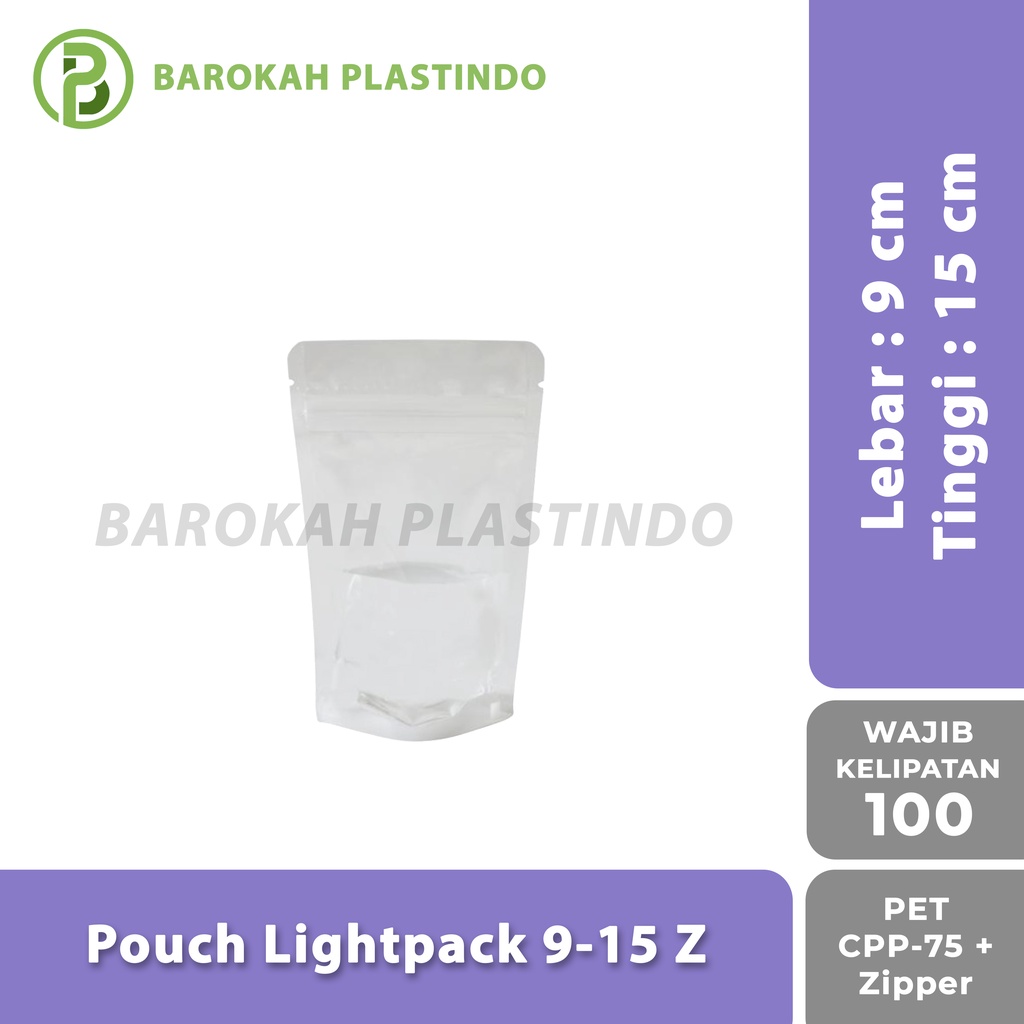 Jual Standing Pouch Lightpack 150 Z (KELIPATAN 100 PCS) / Pouch Transparan 9x15 / Pouch Kpack ...