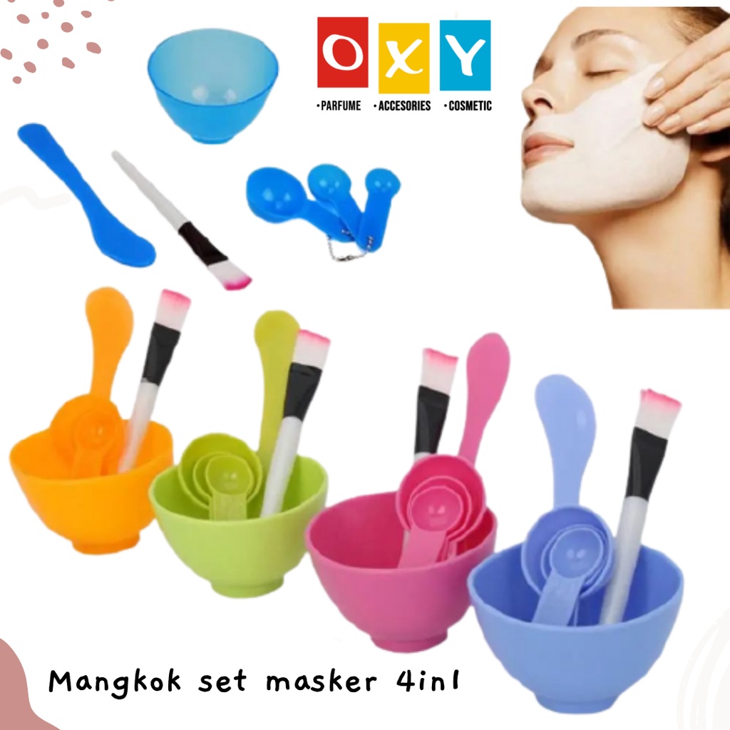 Jual Mangkok Masker set Wajah 4in1 silikon mini aesthetic es krim kayu ...