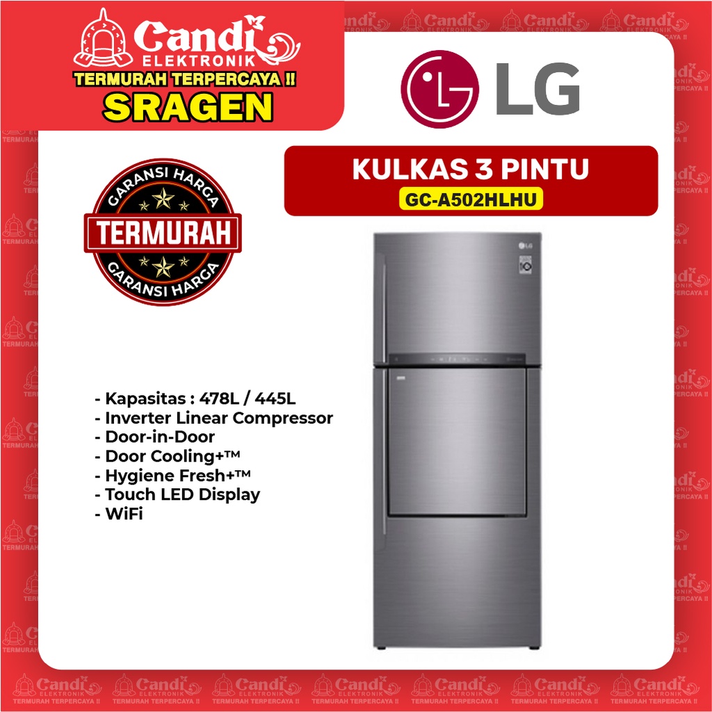 Jual LG Kulkas 3 Pintu Gc-A502hlhu Linear Inverter Door Cooling Door In Door | Shopee Indonesia