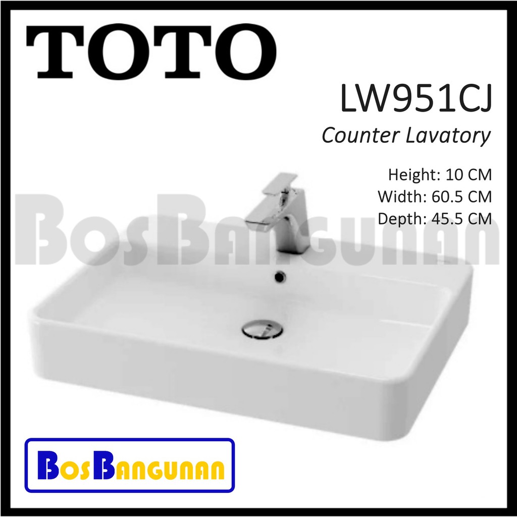 Jual Wastafel Counter TOTO LW951CJ / Wastafel Meja TOTO TOJA LW 951 CJ ...