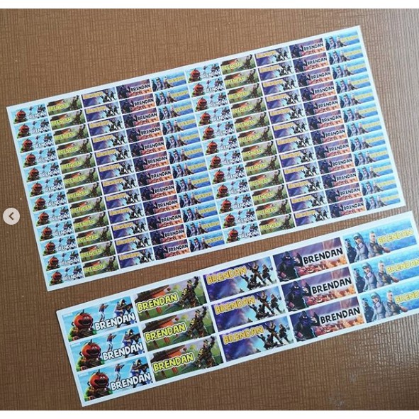 Jual Label Nama Waterproof 40-90 Pcs Tema Fortnite Custom Desain Anak ...