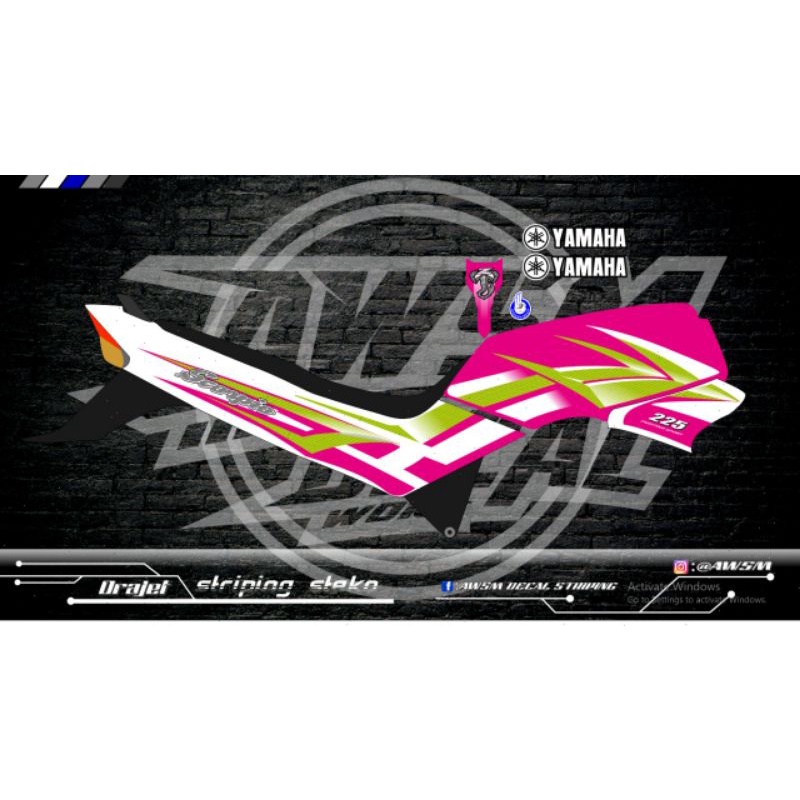 Jual striping steko / scorpio tangki kotak pink putih full hologram ...