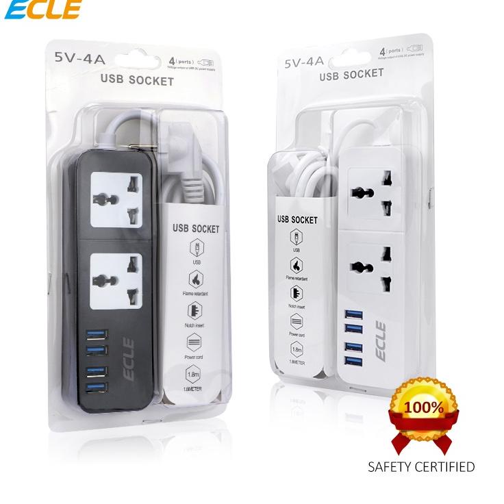 Jual Koleksi Terbaru.. ECLE Smart Power Strip Stop Kontak Colokan Listrik 2 Power Socket + 4 USB ...