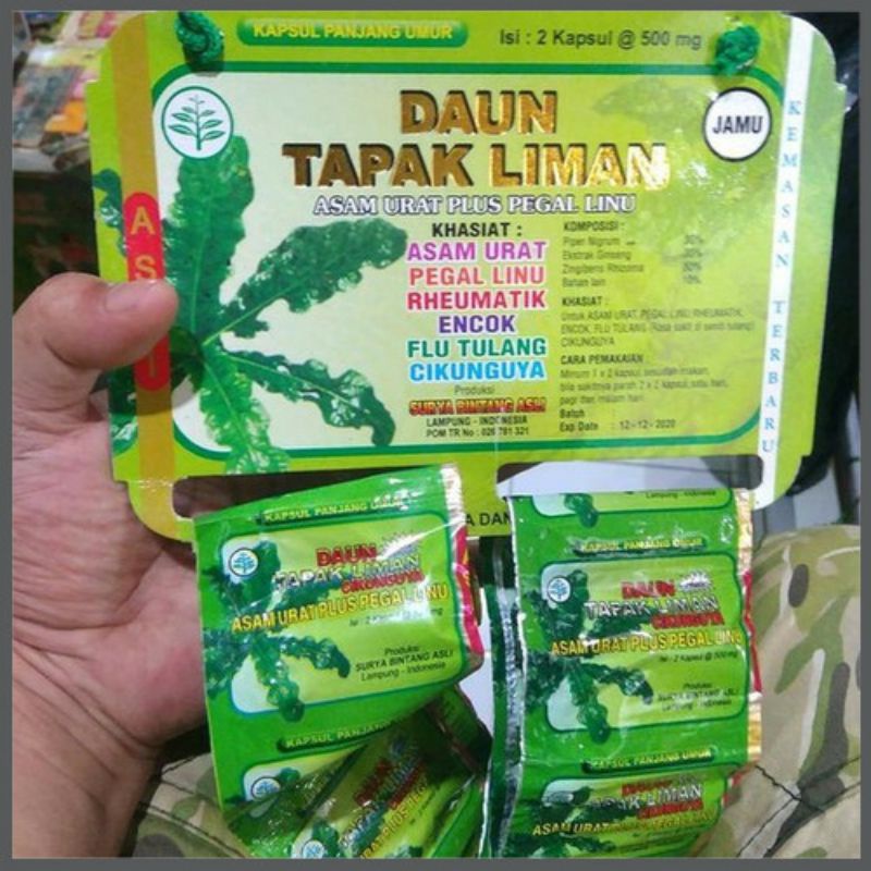Jual Obat/Jamu Kapsul Herbal Tradisional Daun Tapak liman saset/Sachet ...