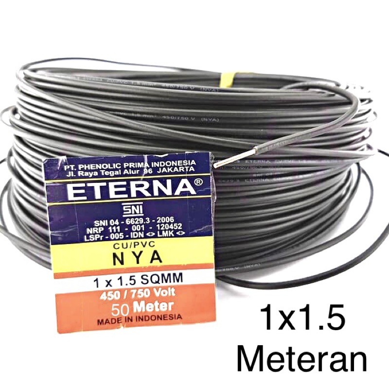 Jual Kabel Eterna NYA 1X1.5 Meteran 1 Meter Eceran | Shopee Indonesia