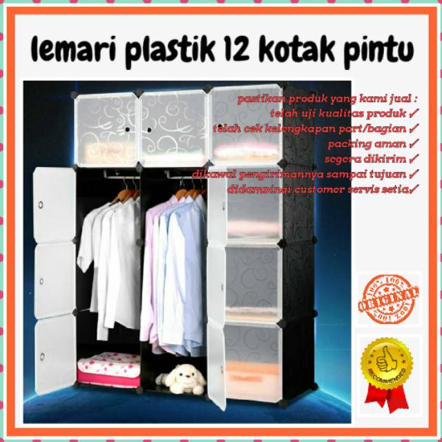Jual Lemari almari plastik pakaian baju portable rakit 12 kotak pintu ...