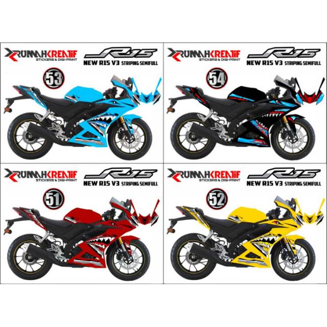 Jual Decal Sticker Striping Variasi Yamaha R15 V3 / New R15 2017-2019 ...