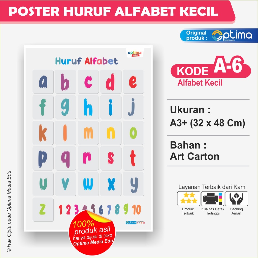 Jual POSTER HURUF ABJAD/ALFABET BERGAMBAR, HURUF BESAR, HURUF KECIL ...