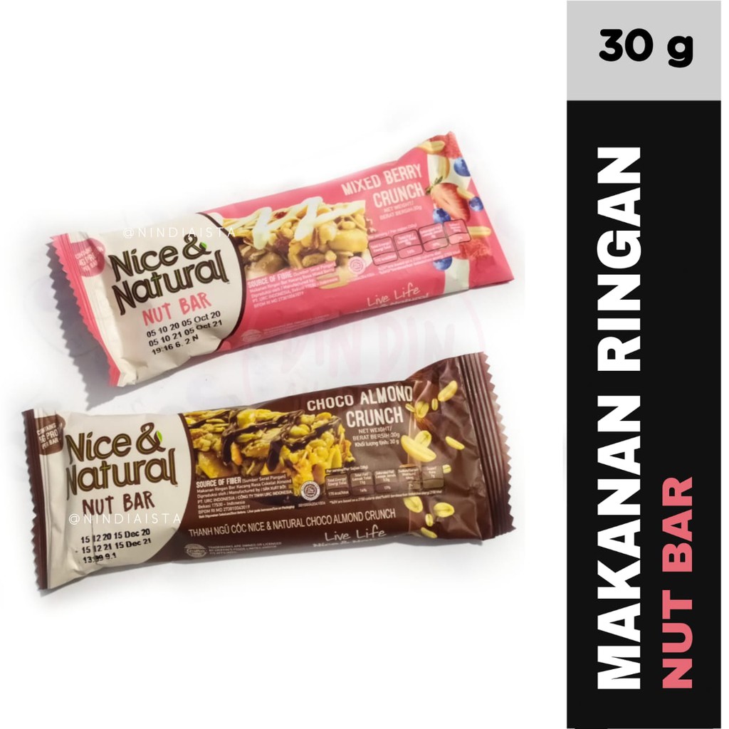 Jual Nice & Natural Nut Bar 30 gram - Choco Almond - Mix Berry Crunch ...