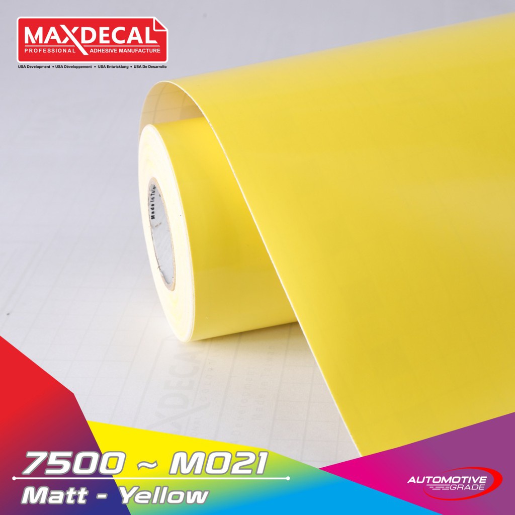 Jual Maxdecal 7500 M021 Matte Yellow, Color Vinyl Series Sticker, Roll 45cm x 15m | Shopee Indonesia