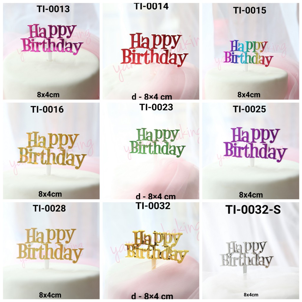 Jual GR-TI-0016 Cake topper hiasan kue tulisan happy birthday aneka warna 2 yamama baking ...