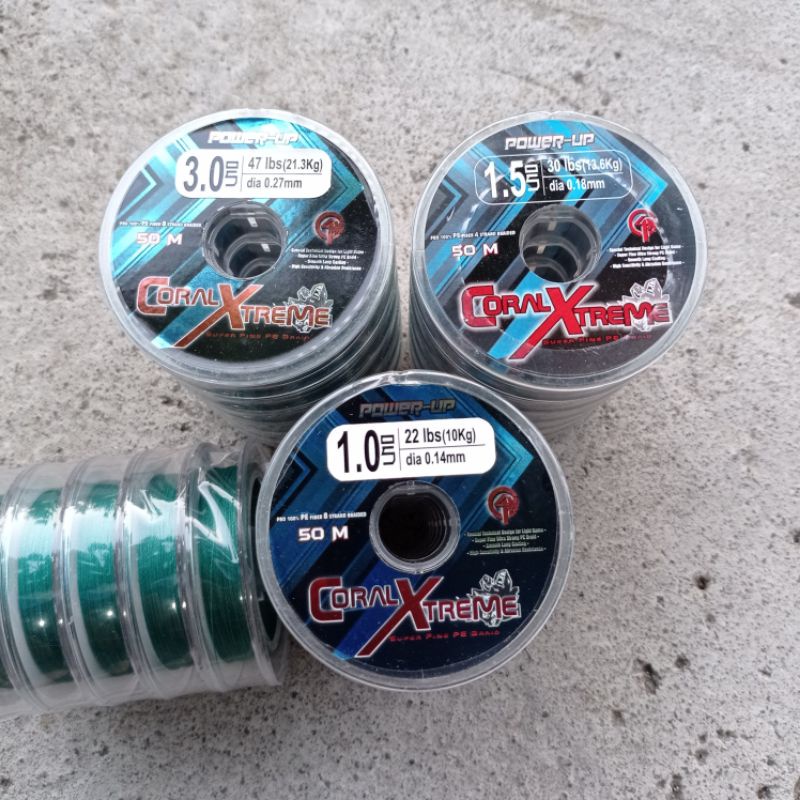 Jual benang pe / senar pe coral xtreme 50m PE 1, 1,5, 2, 3 | Shopee ...