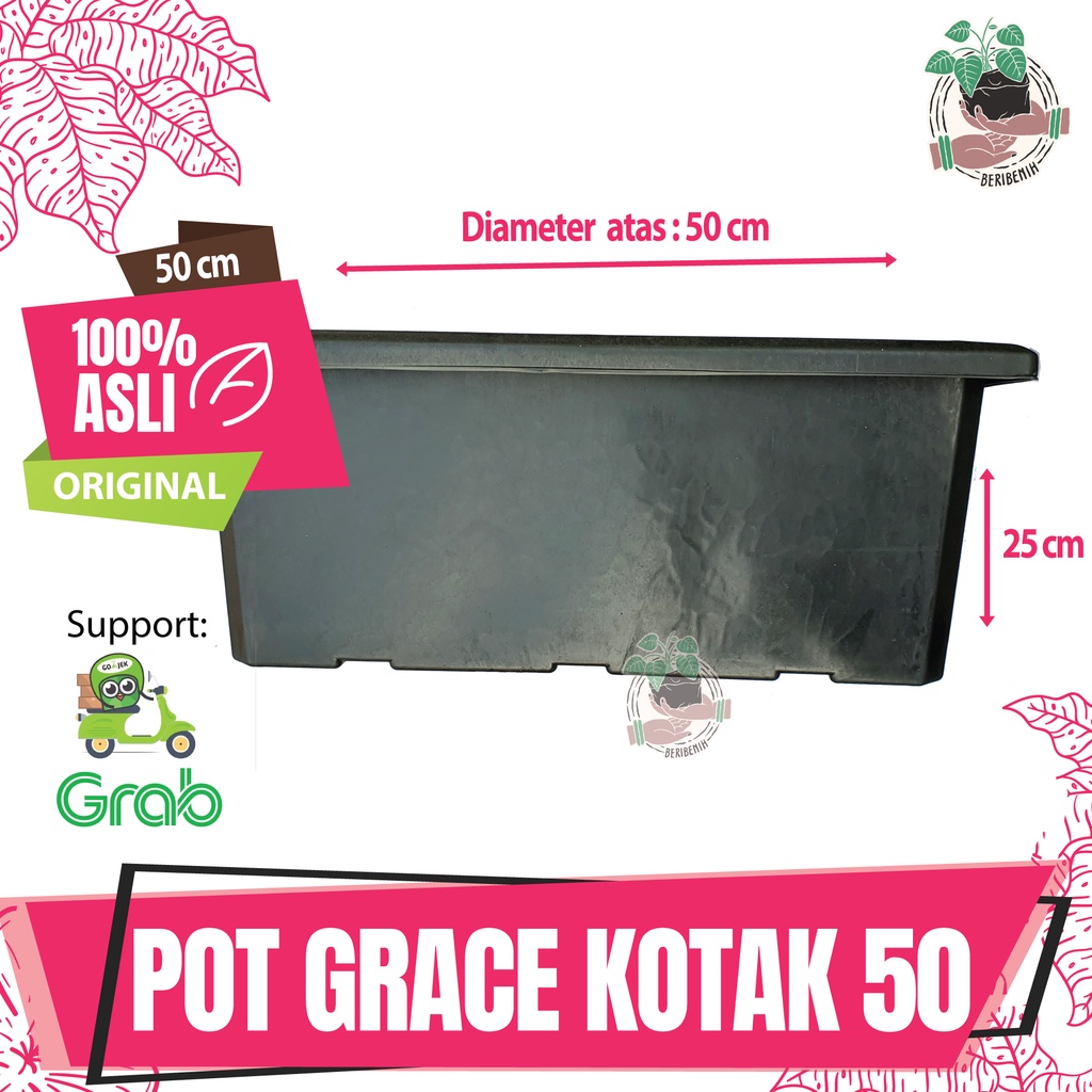 Jual Pot Bunga Persegi Panjang Grace Pot Tanaman Hias Plastik Hitam no ...