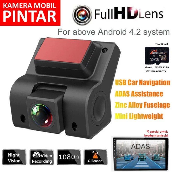 Jual Kamera Depan DVR Mobil Perekam CCTV Video ADAS USB Head Unit ...