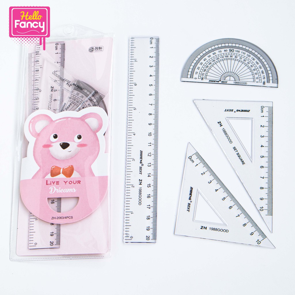 Jual Penggaris Segitiga Busur dan Lurus Fancy Anak / Premium Ruler ZH ...