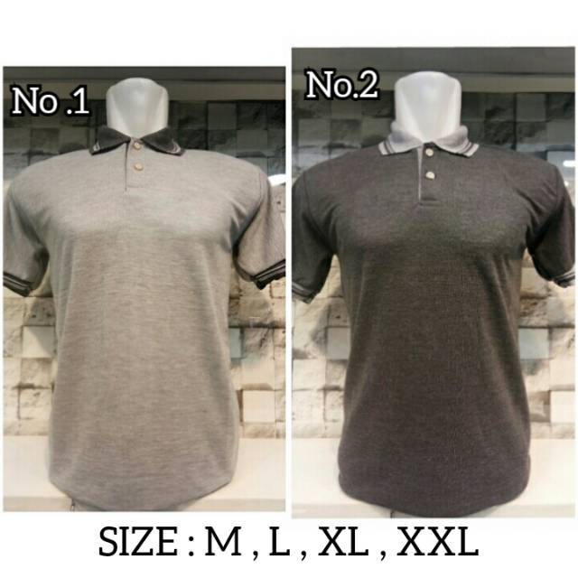 Jual Kaos kerah polo kombinasi warna lis pria laki / wanita cewe misty abu lengan pendek seragam ...