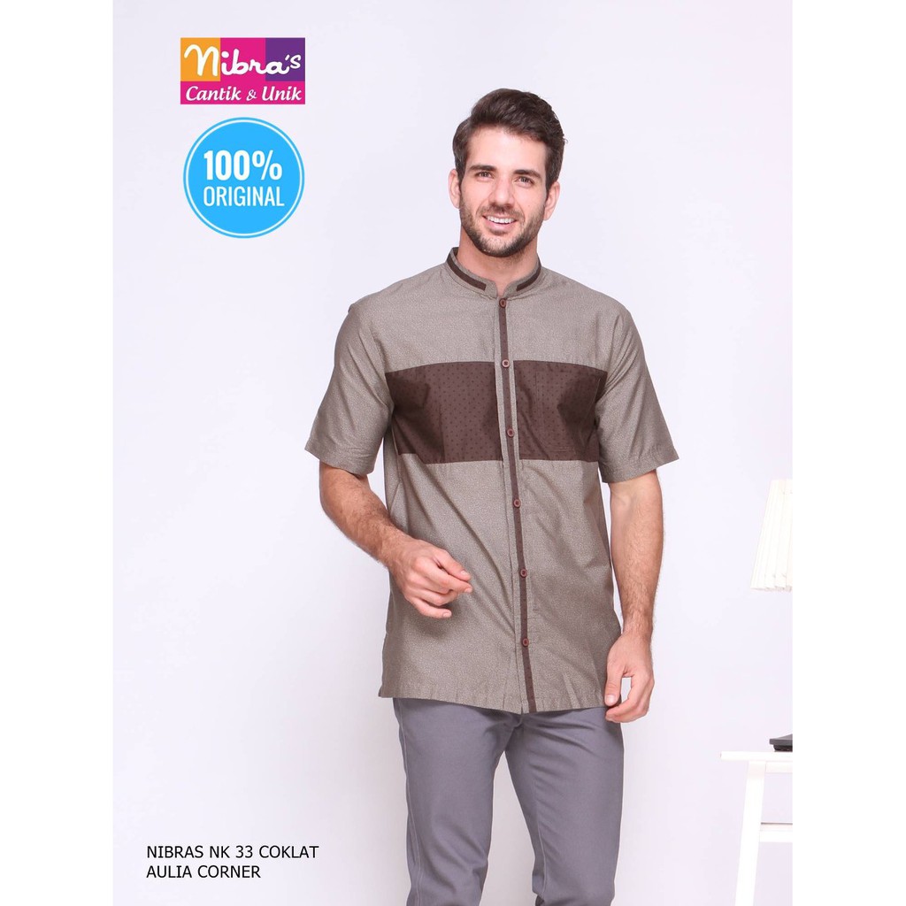 Jual Lagi Trends Koko Terbaru Nibras NK 33 Coklat ORIGINAL Baju Koko Modern | Shopee Indonesia
