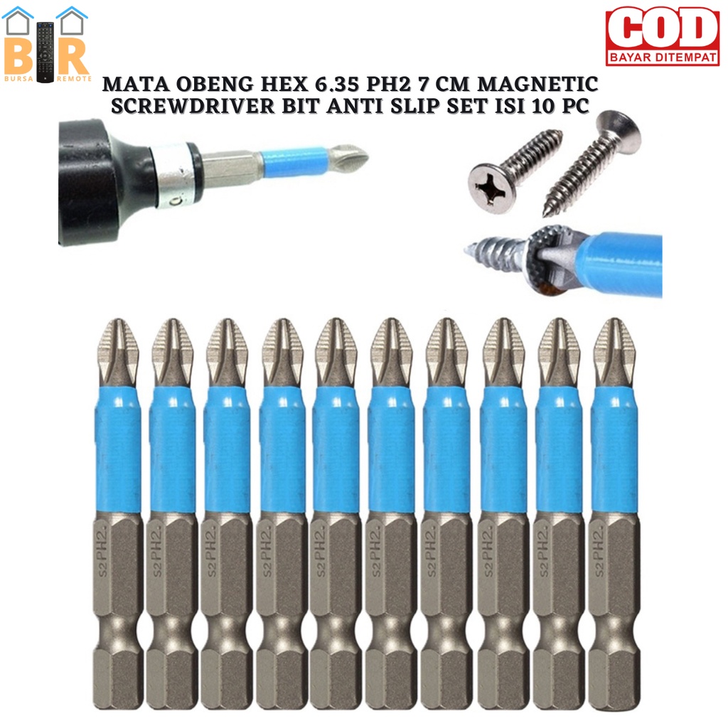 Jual 10pcs Mata Obeng Bor 7cm Non Slip PH2 Mata bor Obeng Magnetic alat ...
