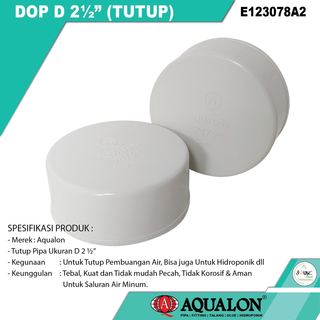 Jual DOP PIPA D 2½" INCH WARNA PUTIH - AQUALON | Shopee Indonesia