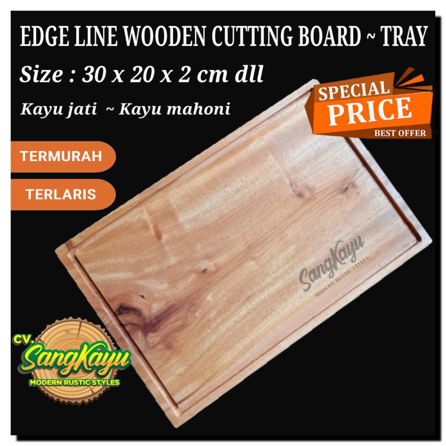 Jual SangKayu Talenan Kayu Jati Line Edge 30x20x2 cm Teak Wooden ...