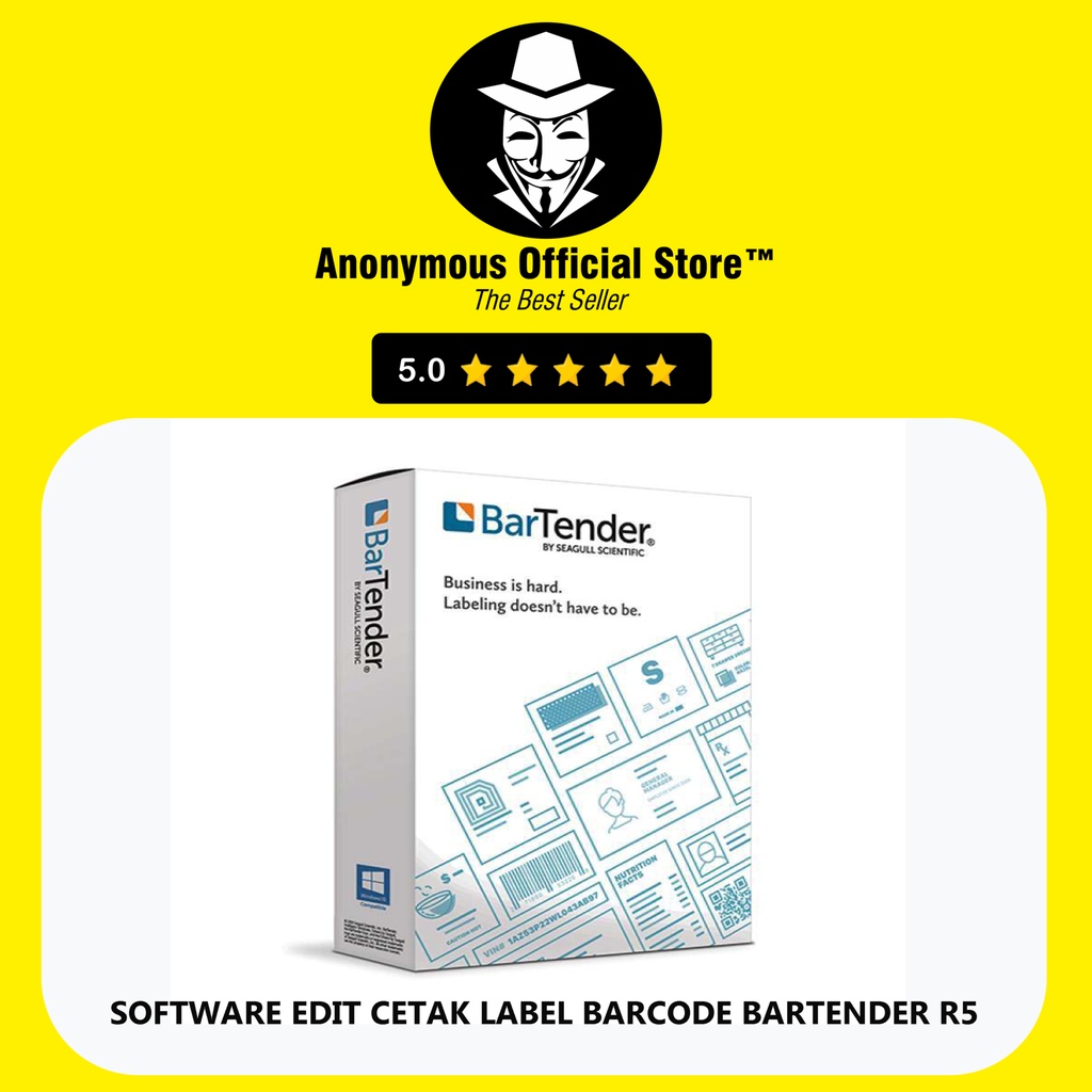Jual PROGRAM BARTENDER R5 EDIT CETAK LABEL BARCODE 1D 2D QR BAR TENDER ...