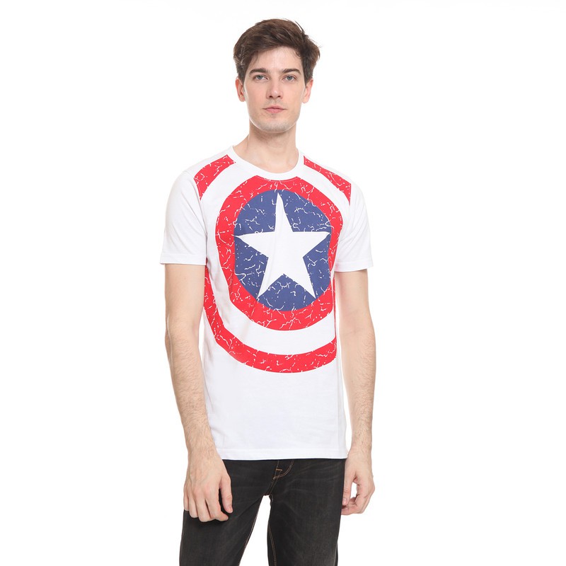 Jual Marvel T-Shirt Captain America / Dewasa / Warna Putih Kombinasi ...