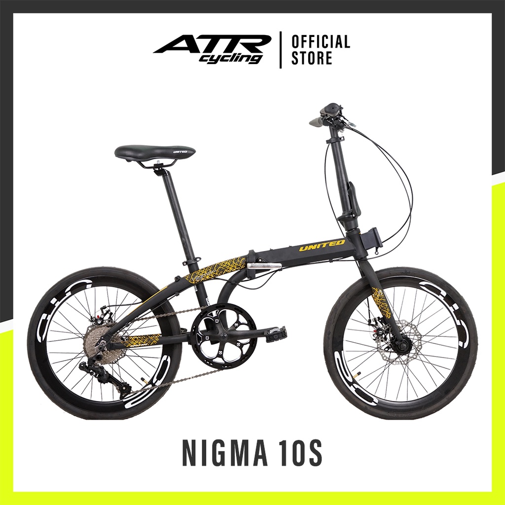 Jual SEPEDA LIPAT FOLDING AL 20-10SP UNITED NIGMA 10SP - BLACK YELLOW | Shopee Indonesia