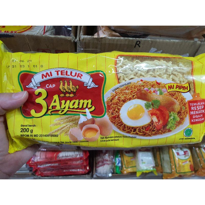 Jual mi telur cap 3ayam 200gr / mie | Shopee Indonesia