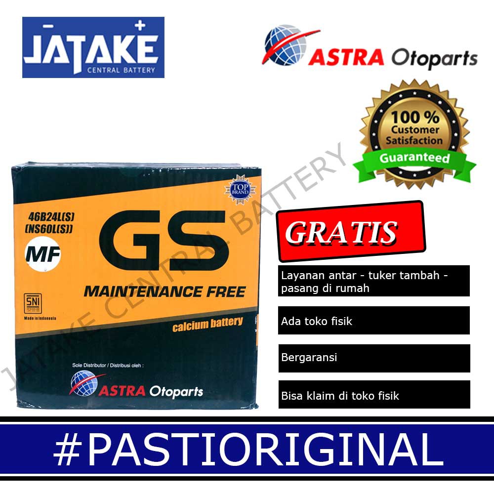 Jual Aki Kering Ns60LS GS Astra MF Mobil Honda Civic CRV HRV Odyysey Mazda 2 Hyundai Avega ...