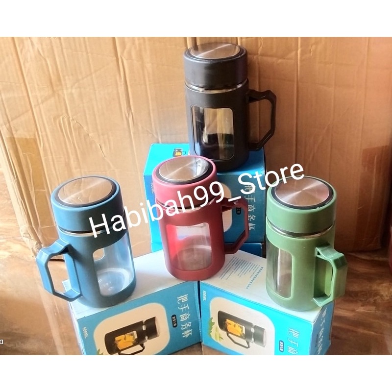 Jual GELAS KACA JAR WARNA PAKAI BOX CANGKIR/GELAS KACA 500ML | Shopee ...