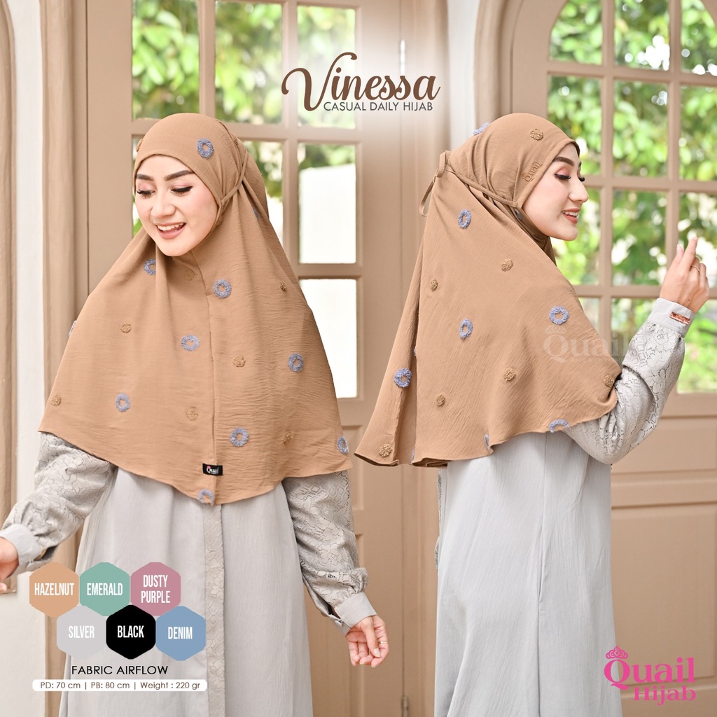 Jual Jilbab VINESSA Quail Hijab Original Non Ped Instan Tali Belakang Airflow Premium Terbaru ...