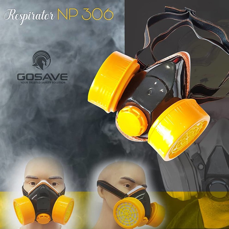 Jual Masker Gas Respirator Double Filter GOSAVE NP306 Chemical Half ...