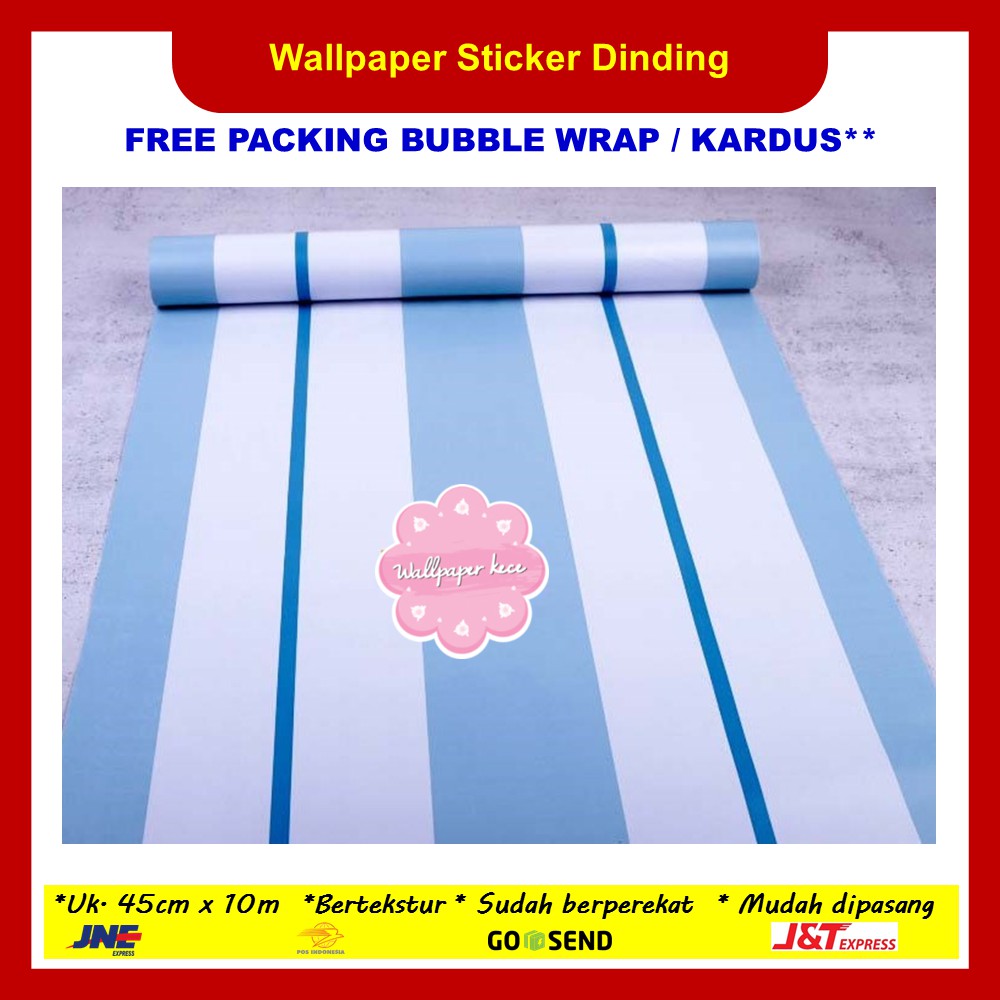 Jual Wallpaper Sticker Dinding Ukuran Garis Biru Putih Walpaper Stiker ...