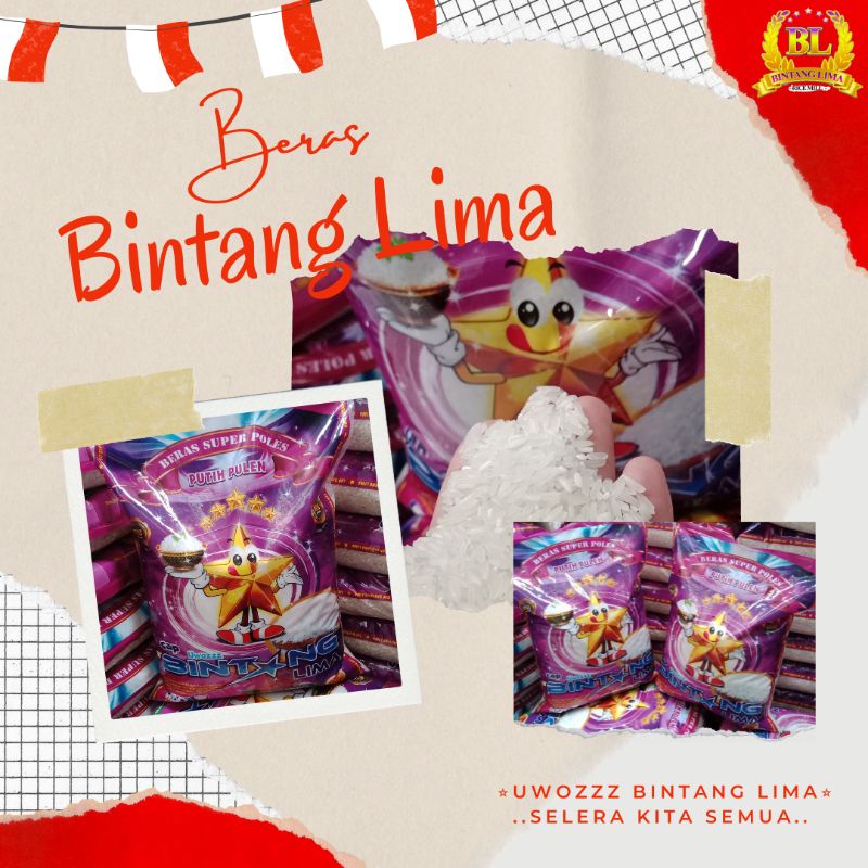 Jual BERAS BINTANG LIMA 1KG | Shopee Indonesia