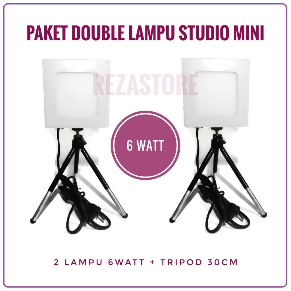 Jual Paket Double Lampu Foto Studio Mini 6 Watt Murah Tripod 20cm ...