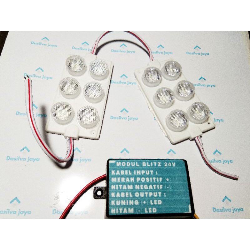 Jual MODUL LED BLITZ PESAWAT 12/ 24 VOLT +2 LAMPU 6 MATA KOTAK PUTIH ...