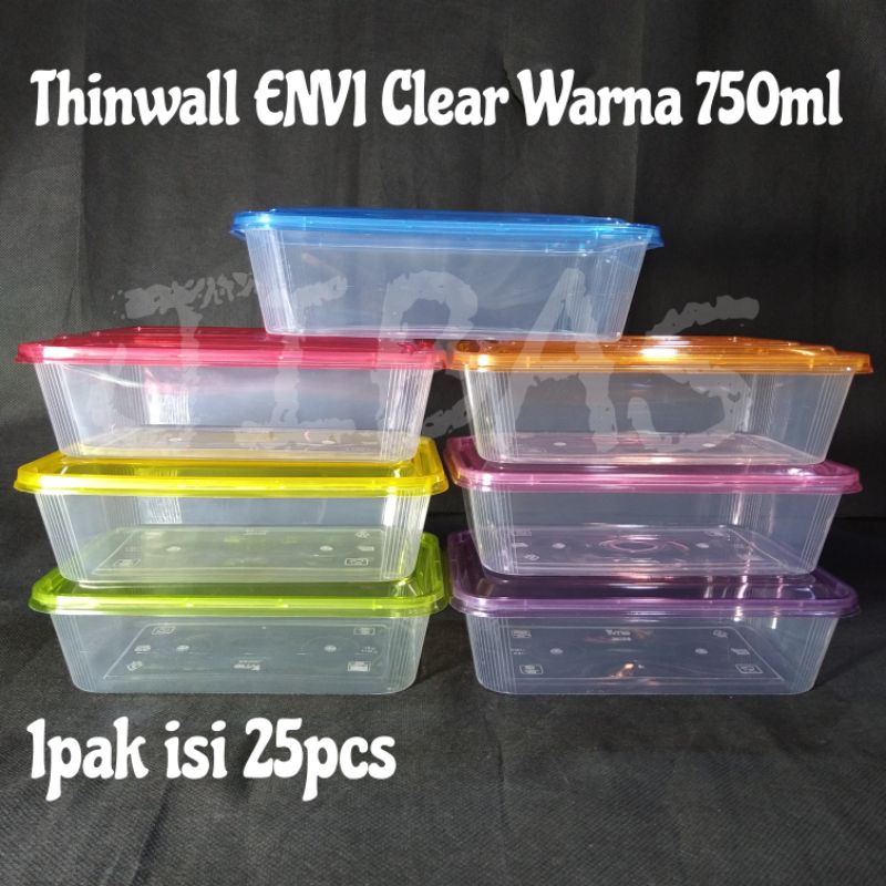 Jual Thinwall Envi Clear Tutup Warna Warni 750ml / Food Container Kotak Makan Plastik (25set ...