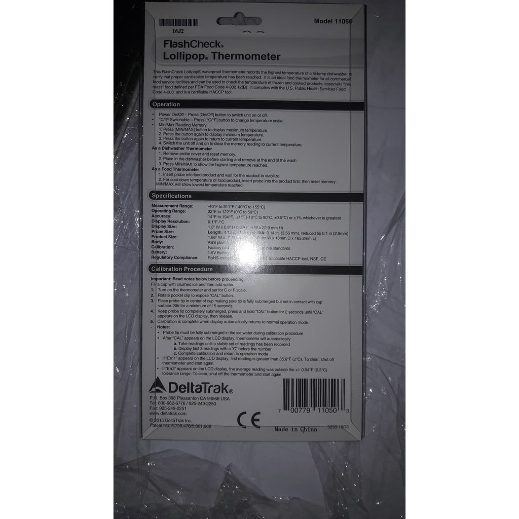 Jual Deltatrak Lollipop Min/Max Thermometer, Model 11050 Delta Trak ...