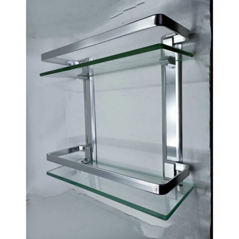 Jual RAK KACA KOTAK 2 SUSUN,tebal kaca 8 mm template. | Shopee Indonesia