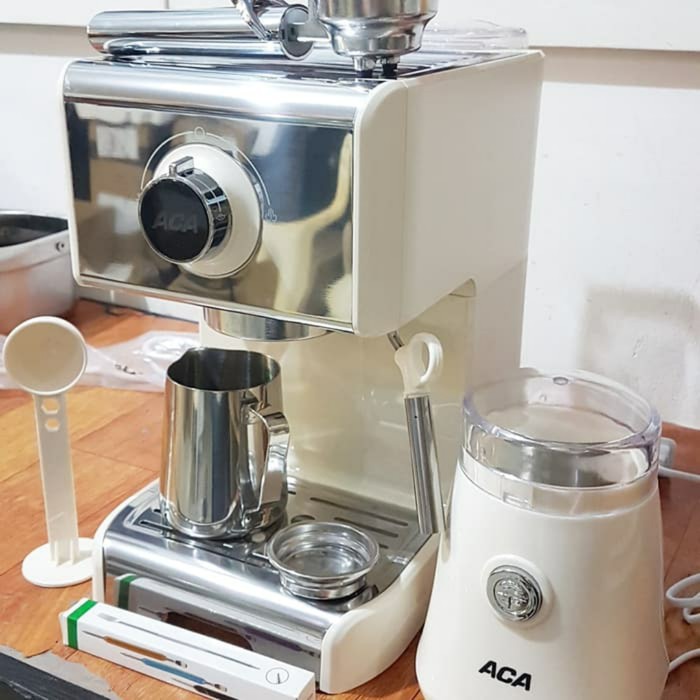 Jual mesin kopi KF6002 ACA | espresso machine include grinder putih ...